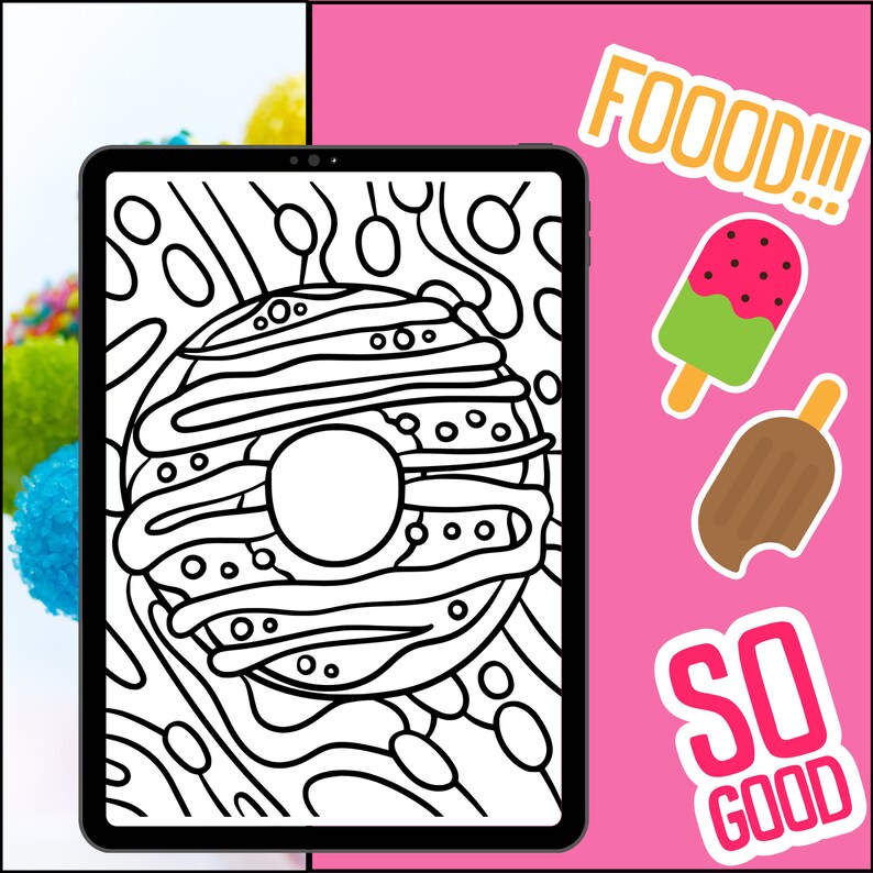 Sweet Food Coloring Pages :cute Cupcakes, Pancakes, Ice Cream, Donuts ...