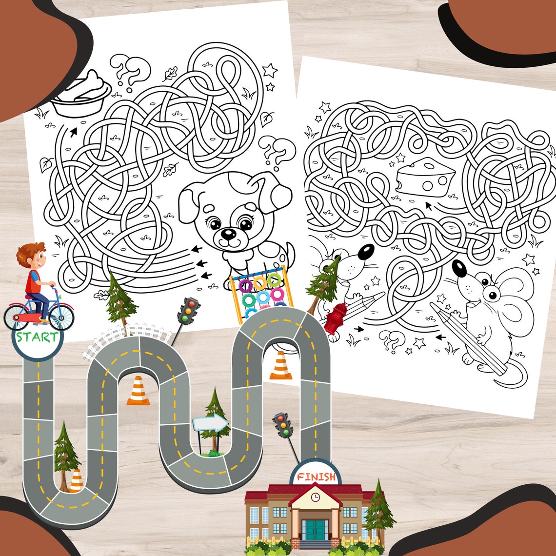 Printable MAZE Challenge Pages for Kids 21 Pages.children's Activities ...