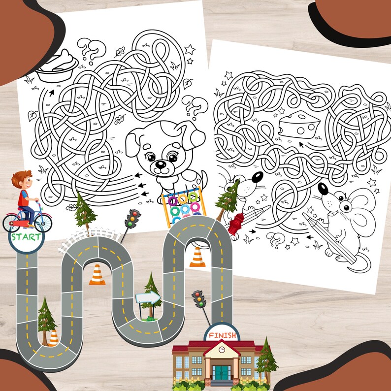 Printable MAZE Challenge Pages for Kids 21 Pages.children's Activities ...