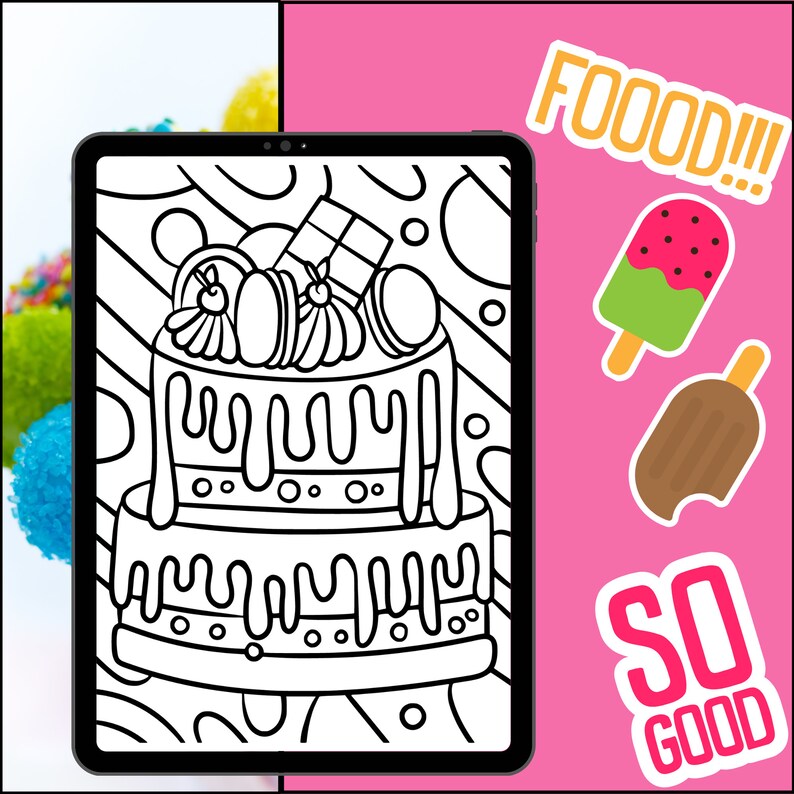Sweet Food Coloring Pages :cute Cupcakes, Pancakes, Ice Cream, Donuts ...