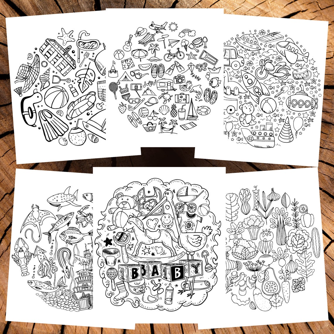 A Bundle of Coloring Pages-doodles Art Coloring Pages-mandala Coloring ...