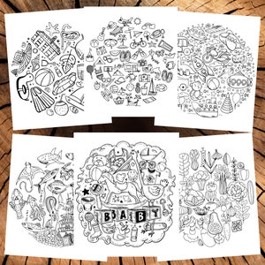 A Bundle of Coloring Pages-doodles Art Coloring Pages-mandala Coloring ...