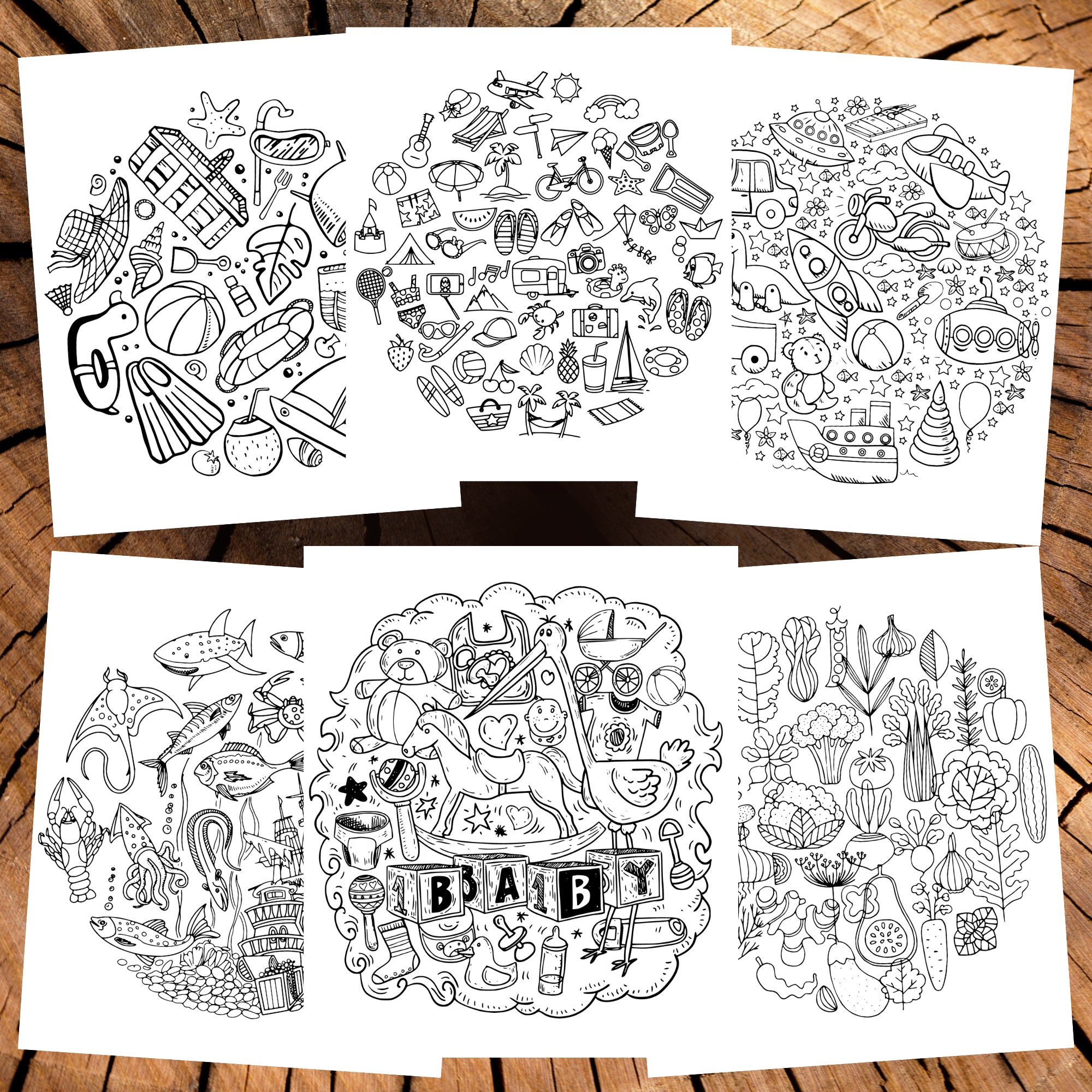 A Bundle of Coloring Pages-doodles Art Coloring Pages-mandala Coloring ...