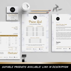 Classy Marble Price List Template Bundle, Modern Editable Pricing Guide ...