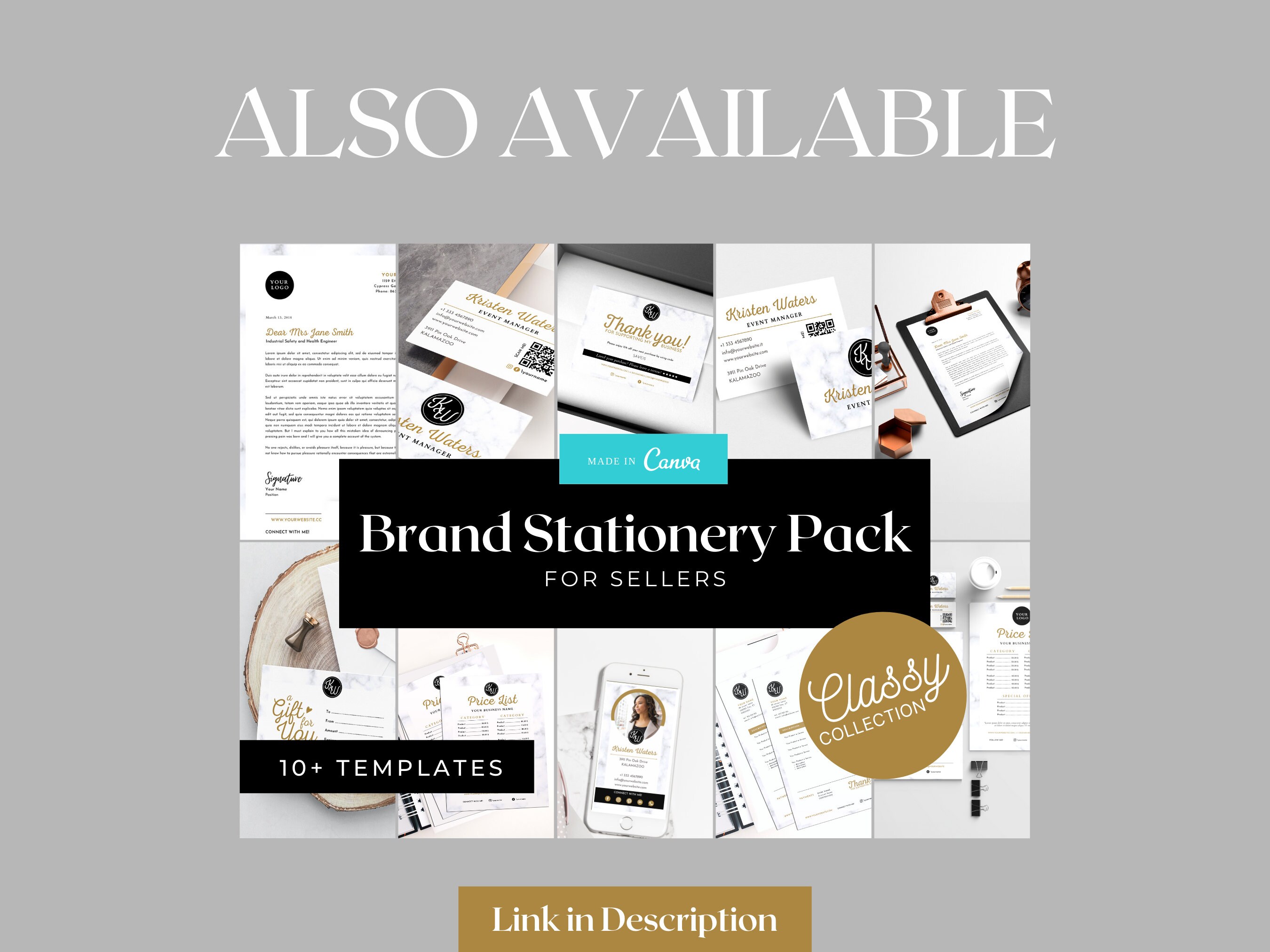 Marble Invoice Template, Classy Printable Invoice, Elegant Editable ...