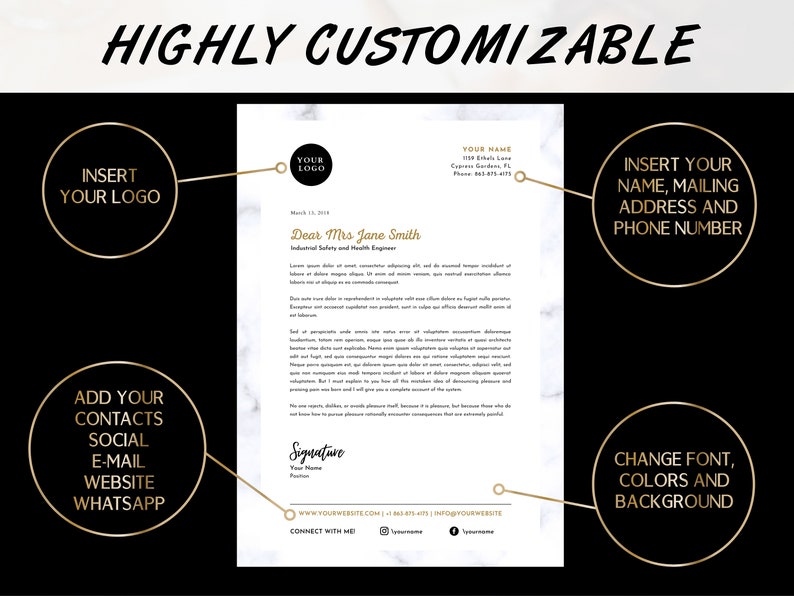 Classy Letterhead Template, Business Letterhead, Editable Letterhead ...