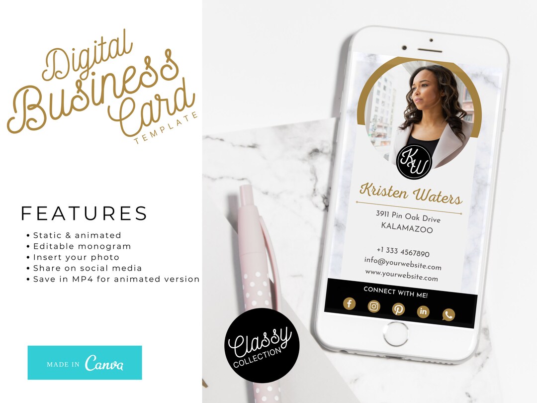 ANIMATED Digital Business Card Template, Animated Instagram Story ...