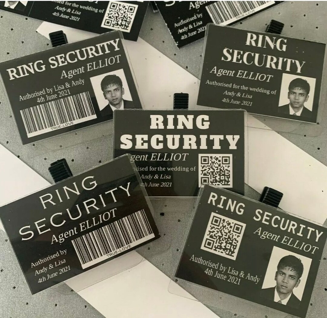 Ring Security Personalised Ring Bearer’s Wedding Agent ID Card - Etsy