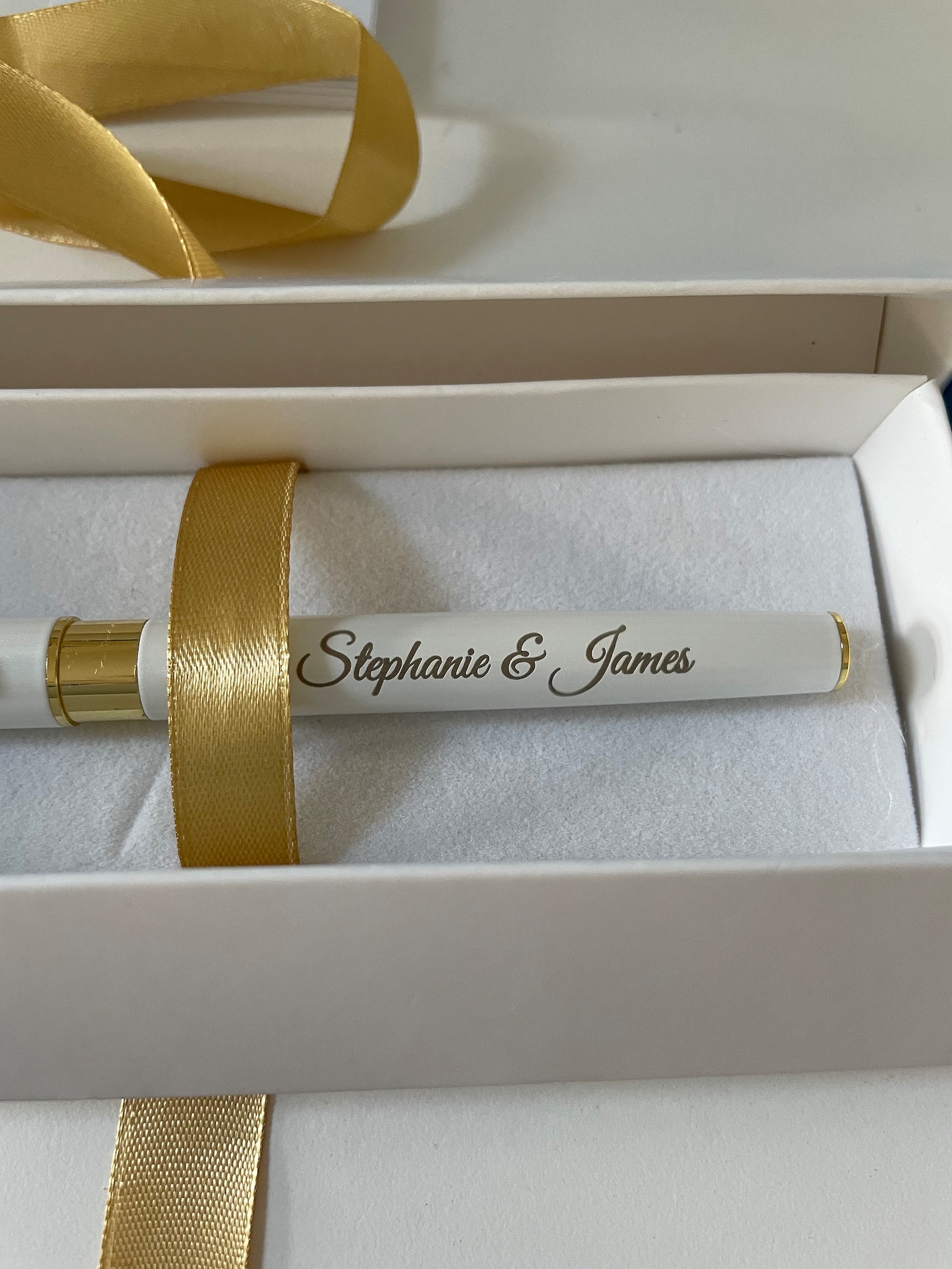 Personalised Wedding Pen | White & Gold | Wedding Guest Book or ...