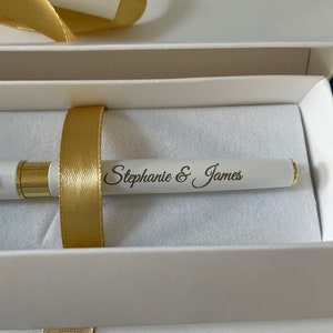Personalised Wedding Pen | White & Gold | Wedding Guest Book or ...