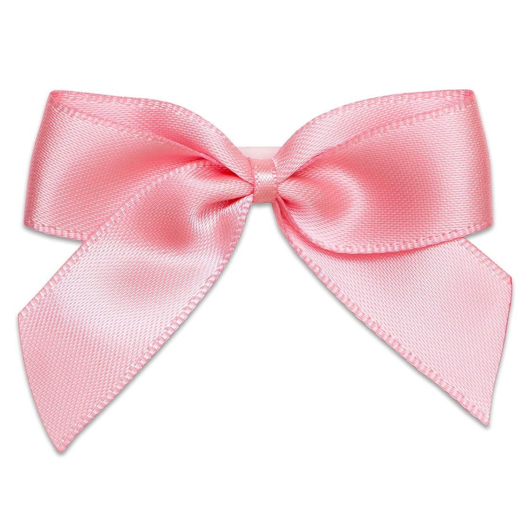 Small Baby Pink Satin Bows | Pack of 3/6/12/24 | Pre-tied 5cm Wide ...