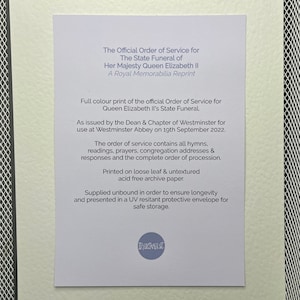 Queen Elizabeth II the Official Order of Service for the State Funeral ...