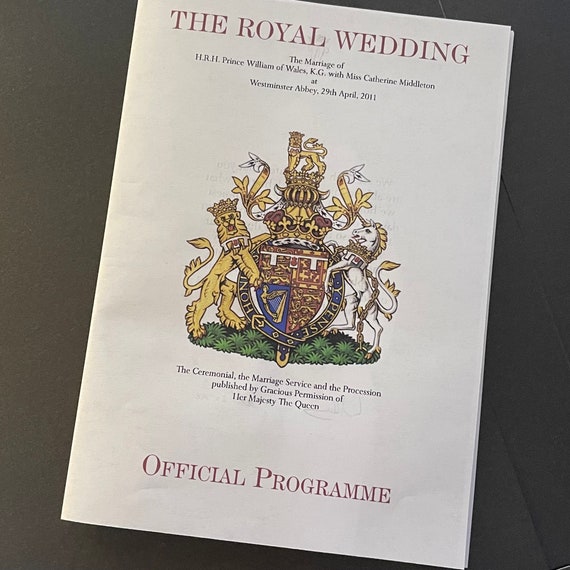 Official Order of Service for the Wedding of Prince William & - Etsy
