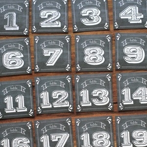 Packs of Square Rustic Chalkboard Style Wedding Table Numbers - Two ...