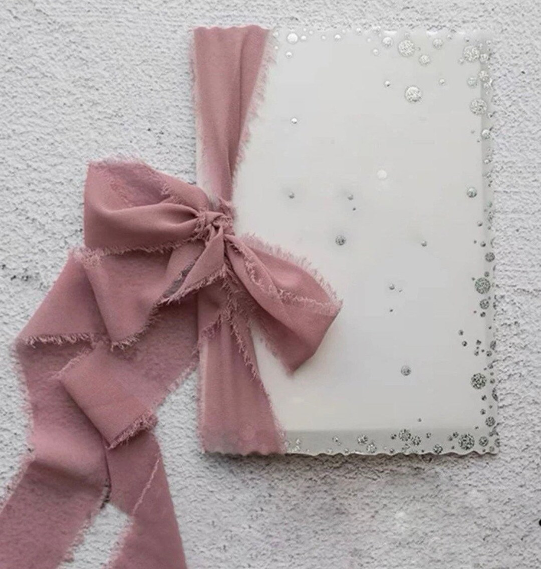 Dusty Pink Wedding Ribbon Raw Frayed Edge Hand Torn Silk Crepe Chiffon ...