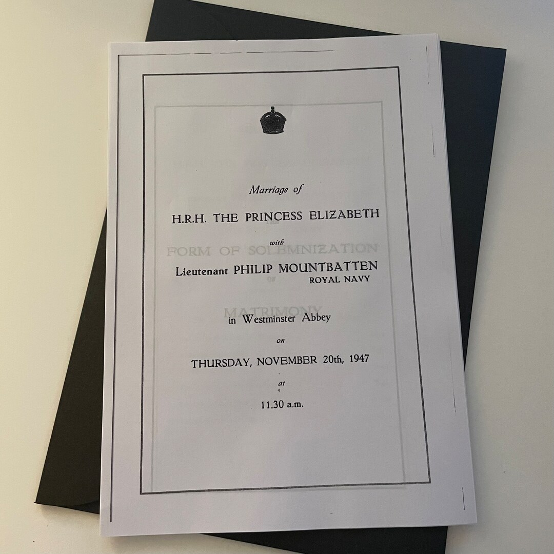 Royal Wedding Order of Service Souvenir | Princess Elizabeth & Philip Mountbatten | Queen ...