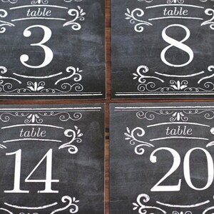 Packs of Square Rustic Chalkboard Style Wedding Table Numbers - Two ...