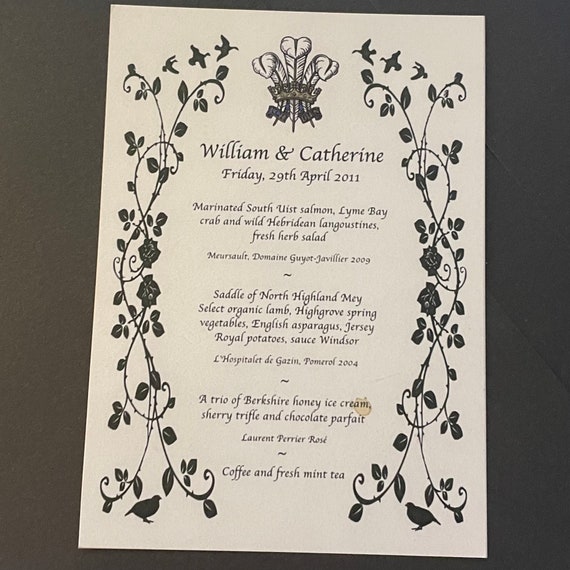 Menu Royal Wedding Meghan Markle & Prince Harry Wedding Menu