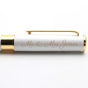 Personalised Wedding Pen | White & Gold | Wedding Guest Book or ...