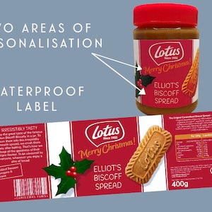 Personalised Lotus Biscoff Spread Label for 400g Jar | Christmas or ...