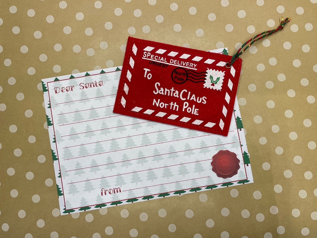 Letter to Santa Writing Paper With Red Felt Envelope Hang on - Etsy