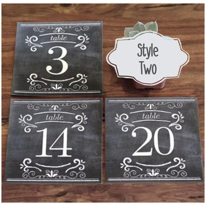 Packs of Square Rustic Chalkboard Style Wedding Table Numbers - Two ...