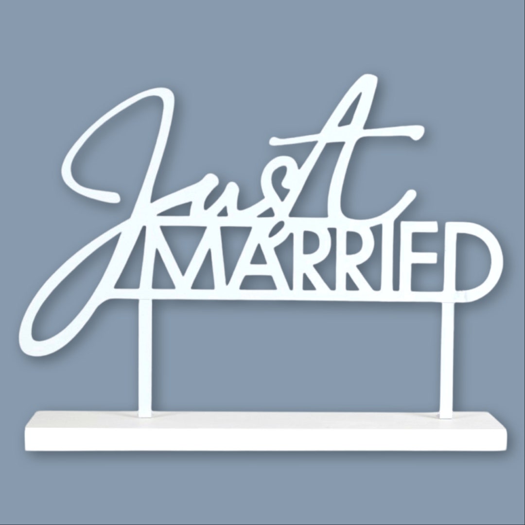 Just Married Wedding Sign | White Metal Freestanding | Top Table ...