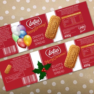 Personalised Lotus Biscoff Spread Label for 400g Jar | Christmas or ...