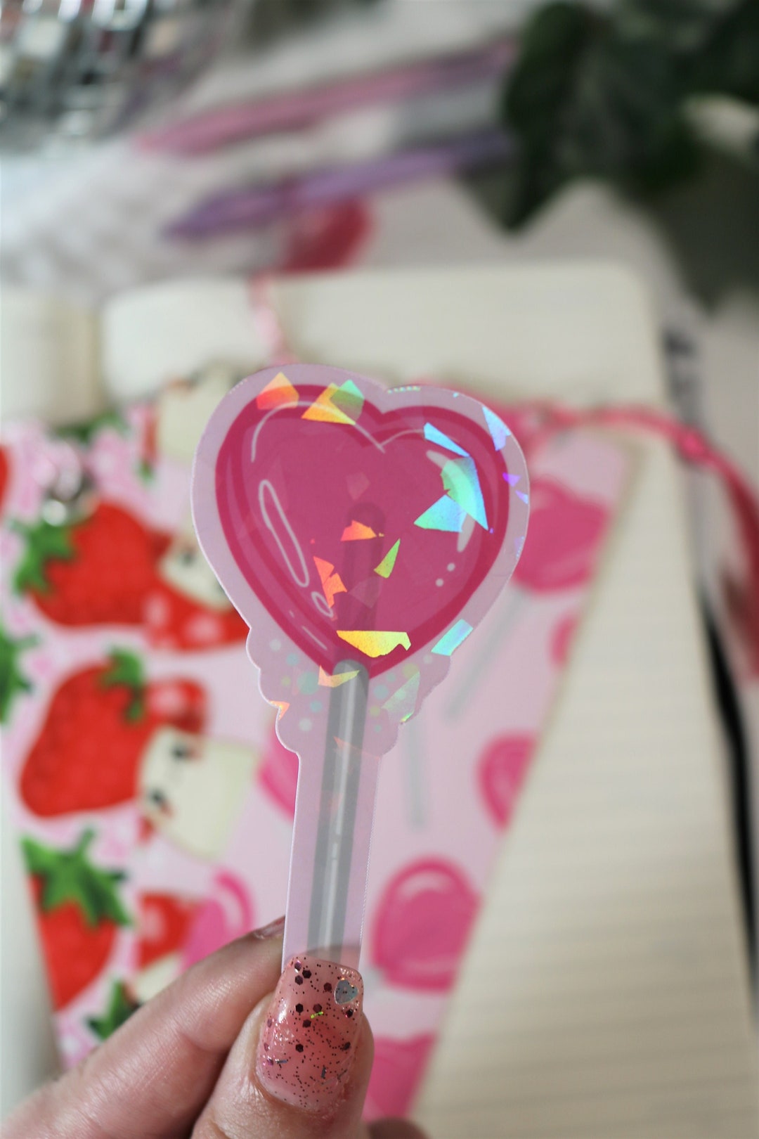 Candy Heart Lolly Glossy or Holo Tattoo Style Pastel Cute Sticker ...