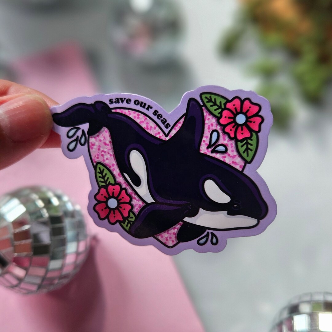 Save Our Seas Orca Sticker | Glossy or Holo Tattoo Style Killer Whale ...