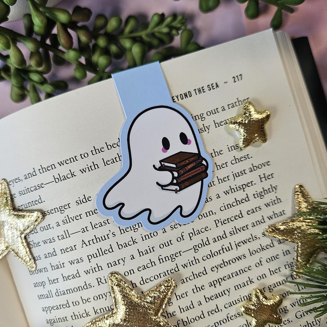Ghost at the Vintage Bookshop | Glossy Magnetic Bookmark | Cute Bookish ...