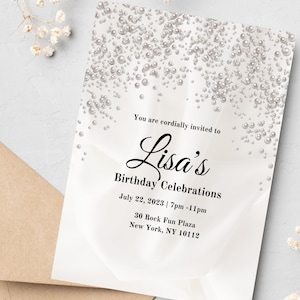 Pearl Invitation, Women Birthday Invitation, Digital Download, Editable ...