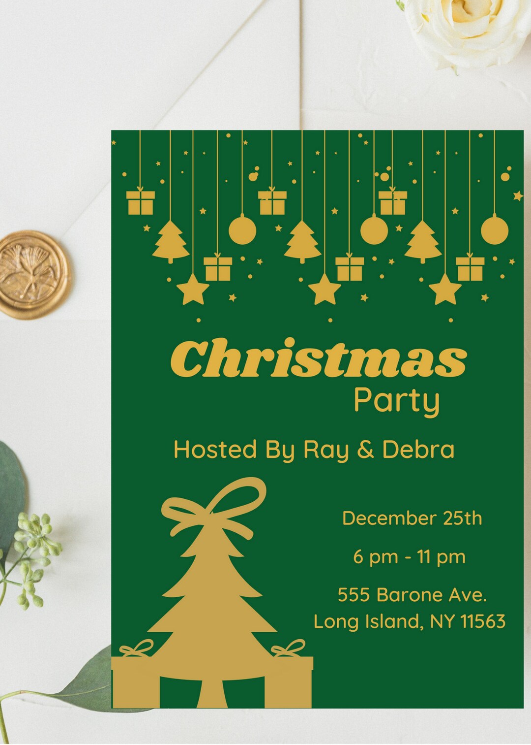 Invitación de Navidad, Invitación navideña, Editable, Descarga digital ...
