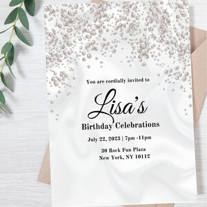 Pearl Invitation, Women Birthday Invitation, Digital Download, Editable ...
