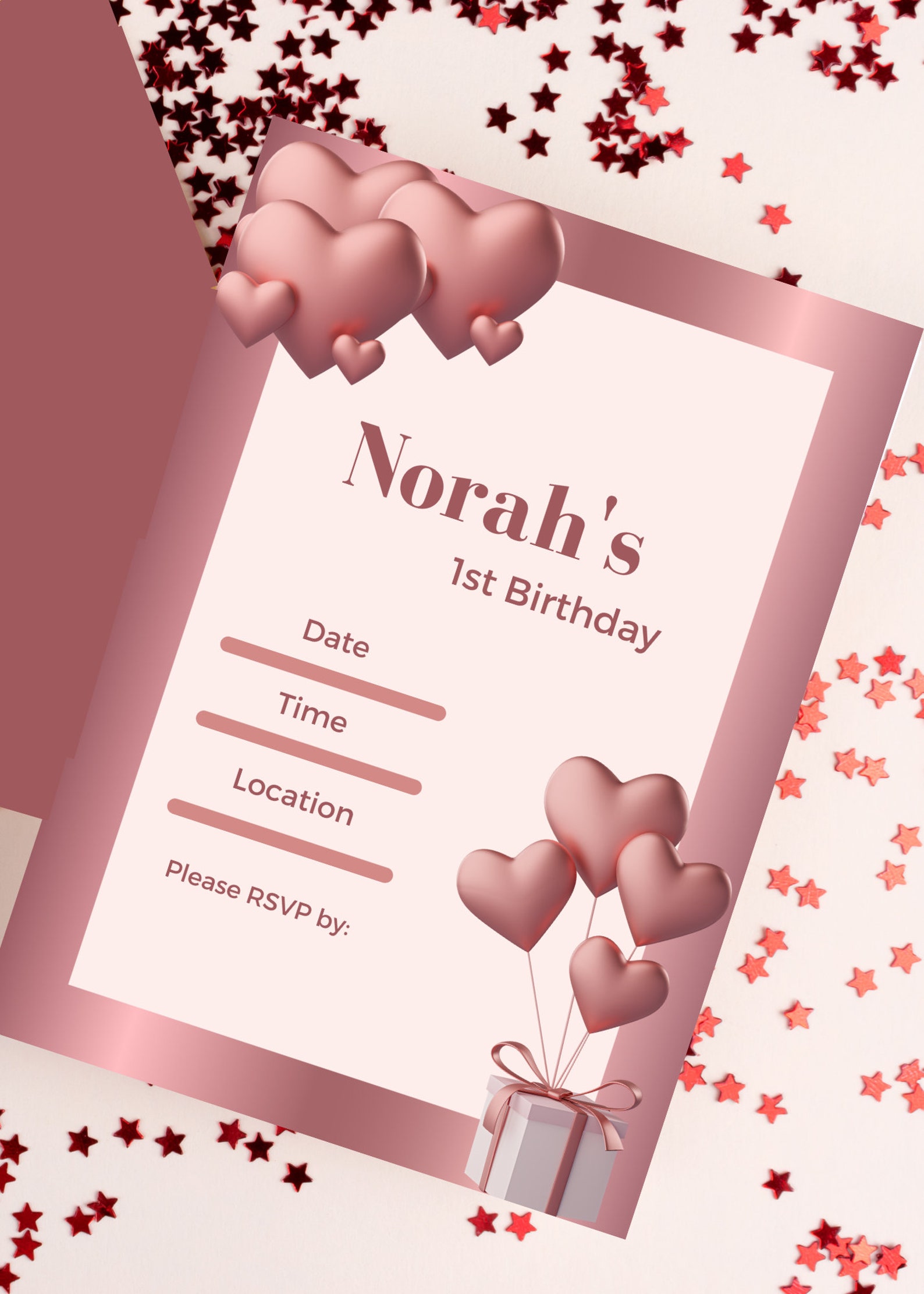 Baby Birthday Party Invitation, Girls Birthday Invitation, Pink ...