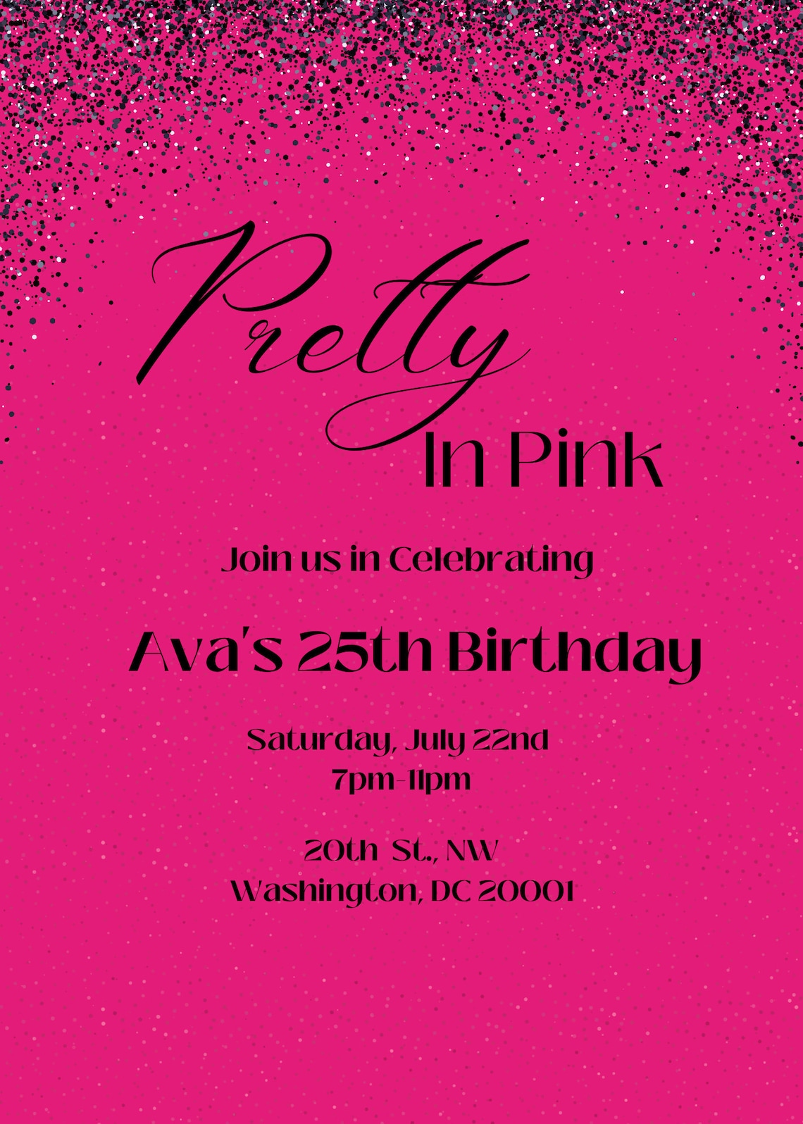 Pretty in Pink Birthday Invitation, Women Birthday Invitation, Pink and ...