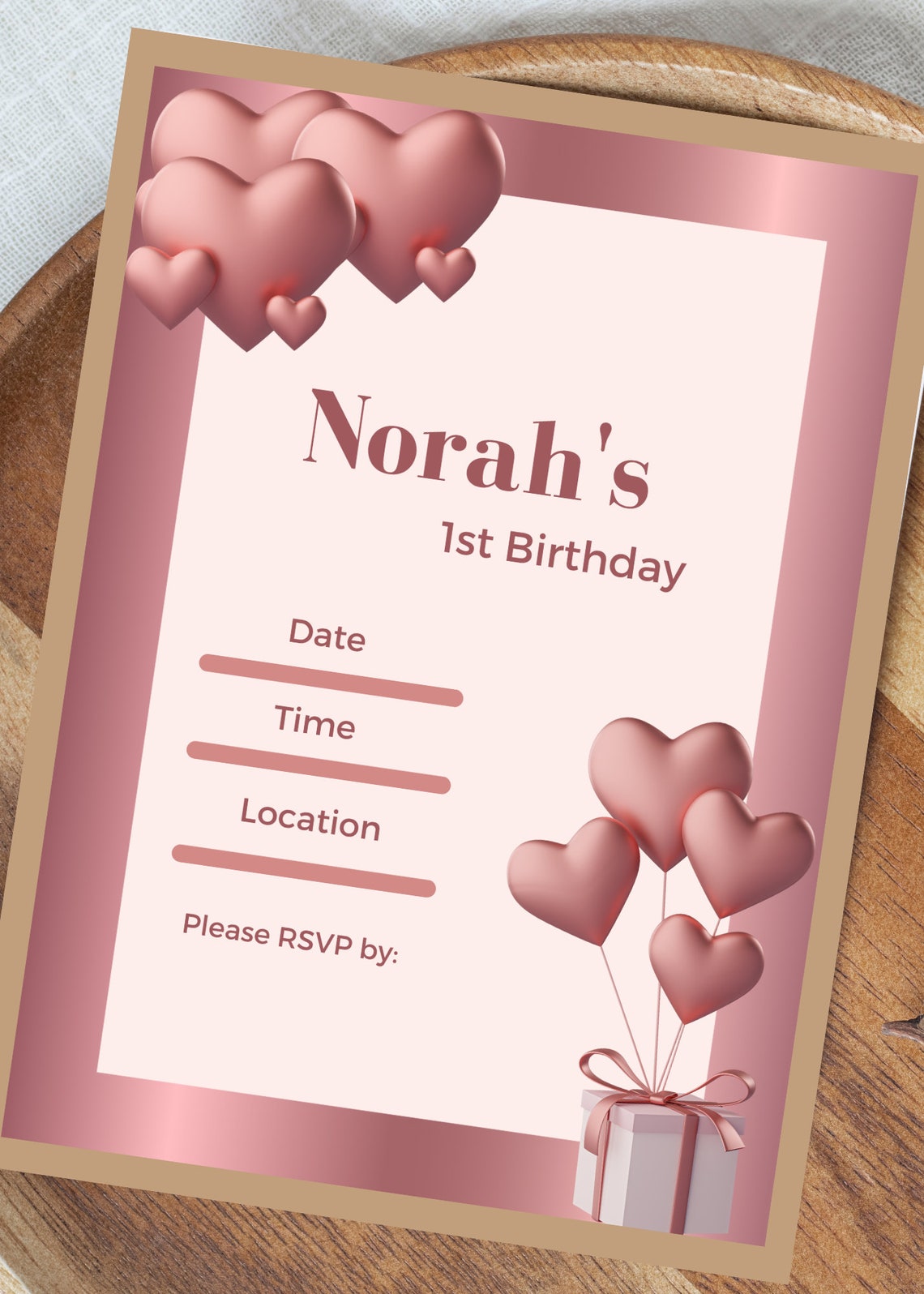 Baby Birthday Party Invitation, Girls Birthday Invitation, Pink ...