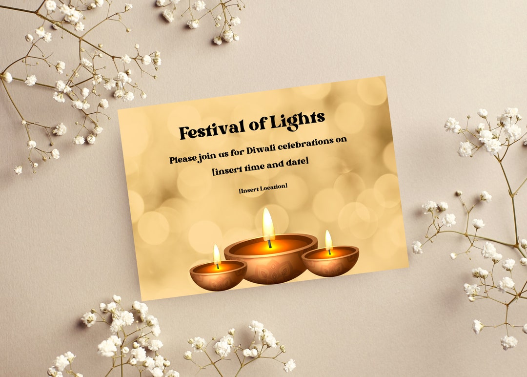 Gold Diwali Invitation, Diwali Dinner, Festival of Lights Celebration ...