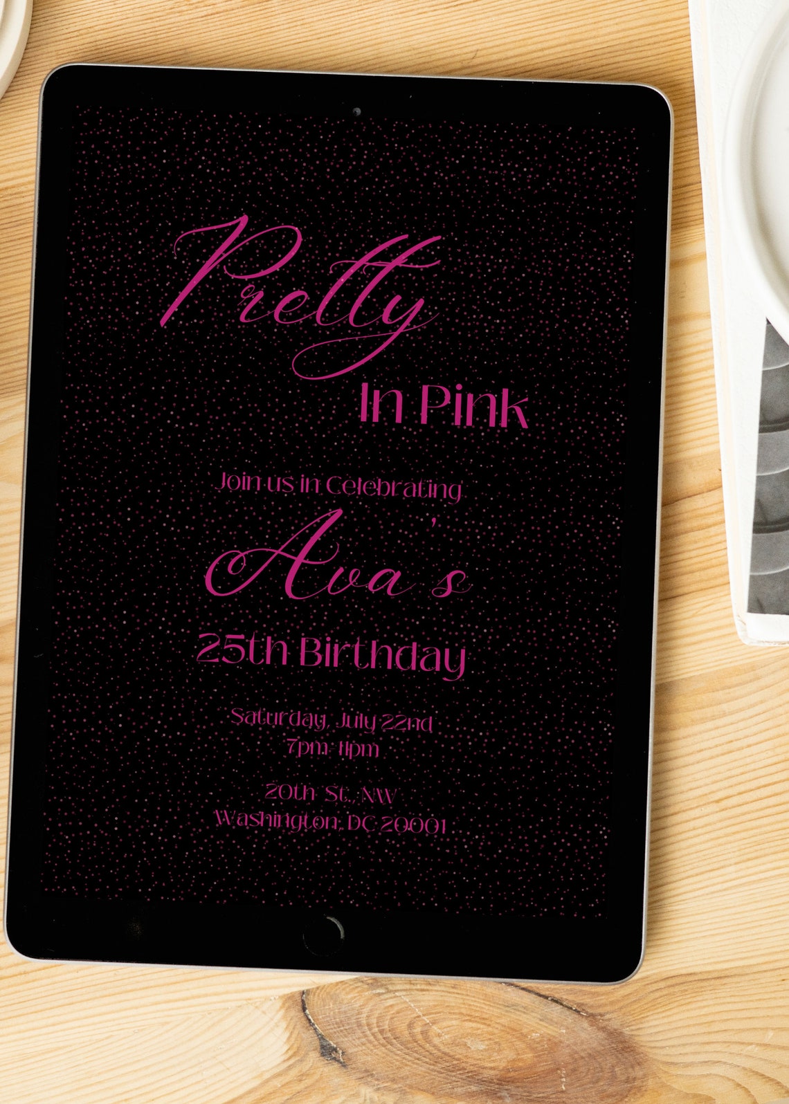 Pretty in Pink Birthday Invitation, Birthday Invitation, Pink and Black ...