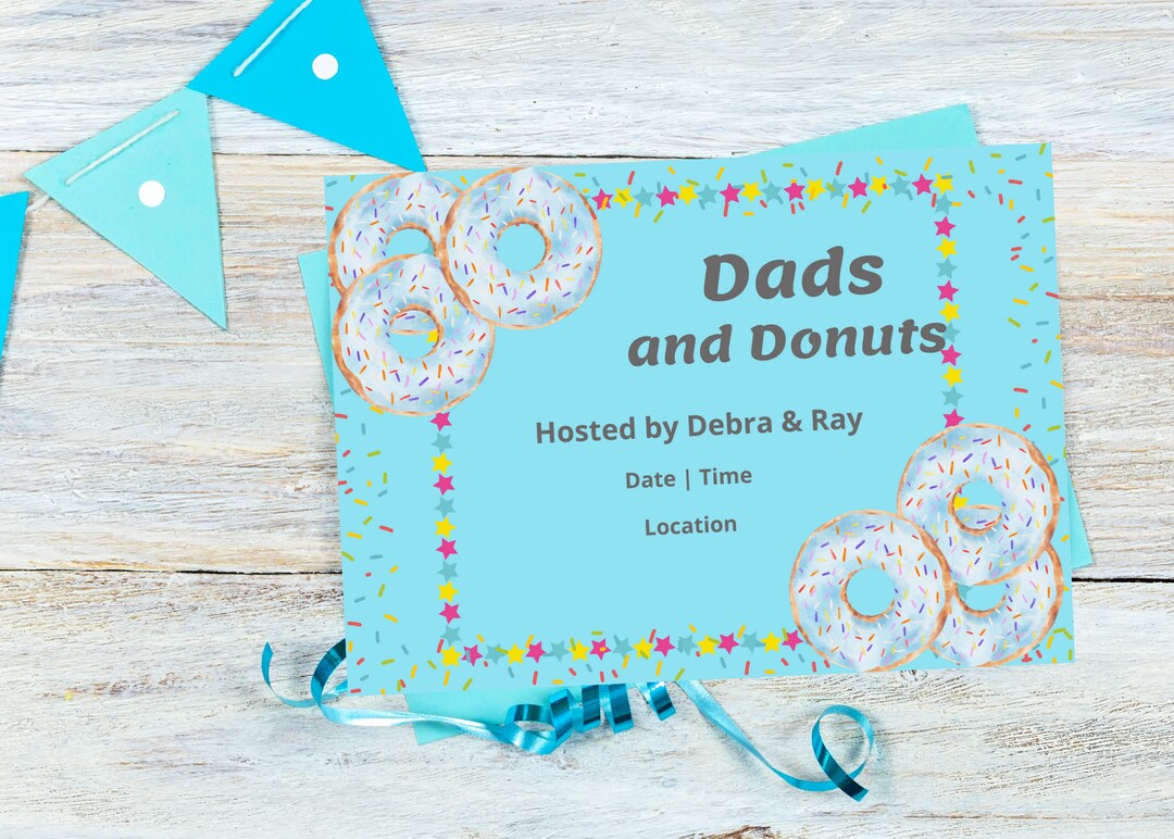 Father's Day Invite, Dads and Donuts, Digital Download, Editable ...