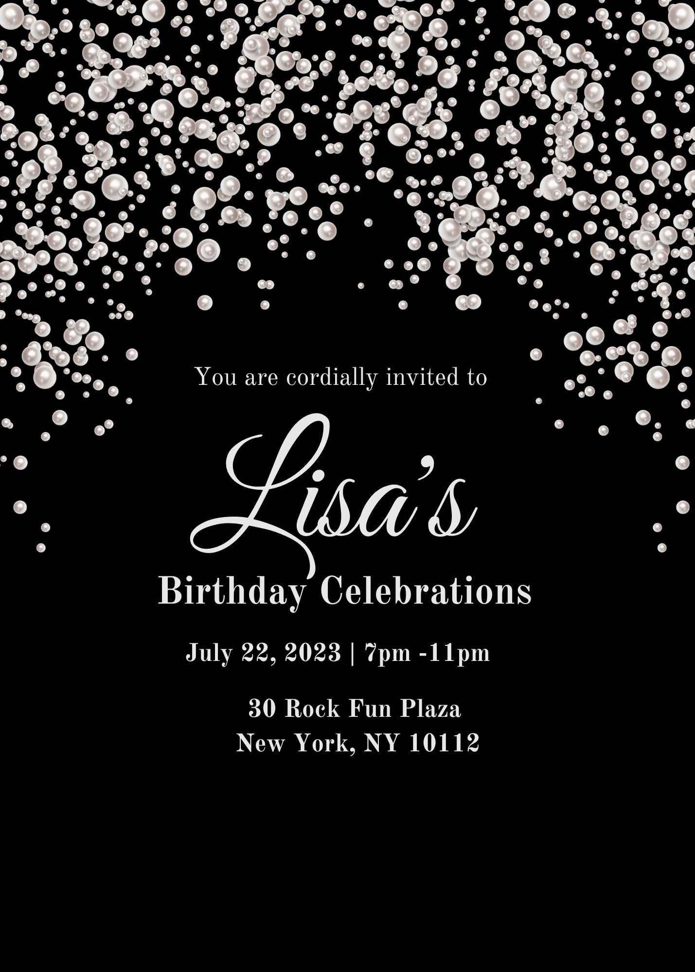 Pearl Invitation, Women Birthday Invitation, Digital Download, Editable ...