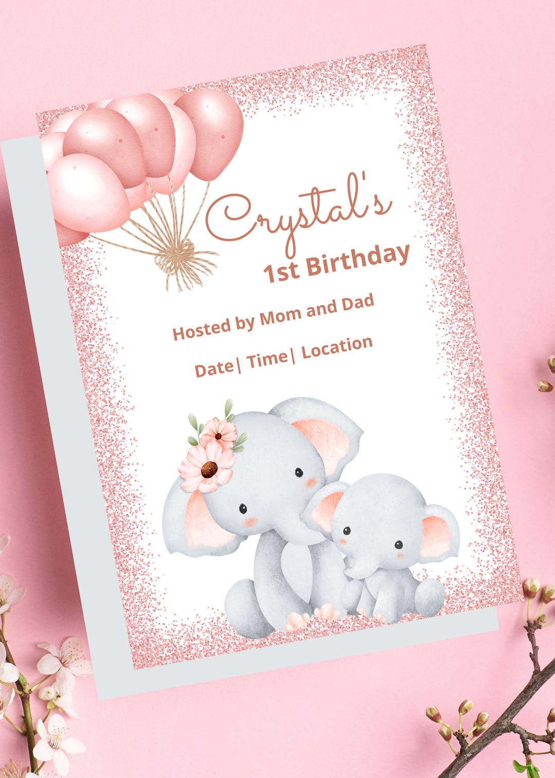 Baby Birthday Party Invitation, Girls Birthday Party Invitation ...