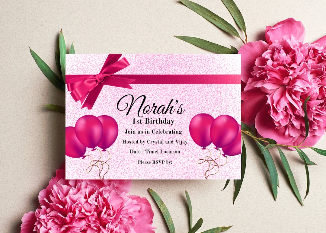 Pretty in Pink Birthday Invitation, Pink Birthday Party Invitation ...