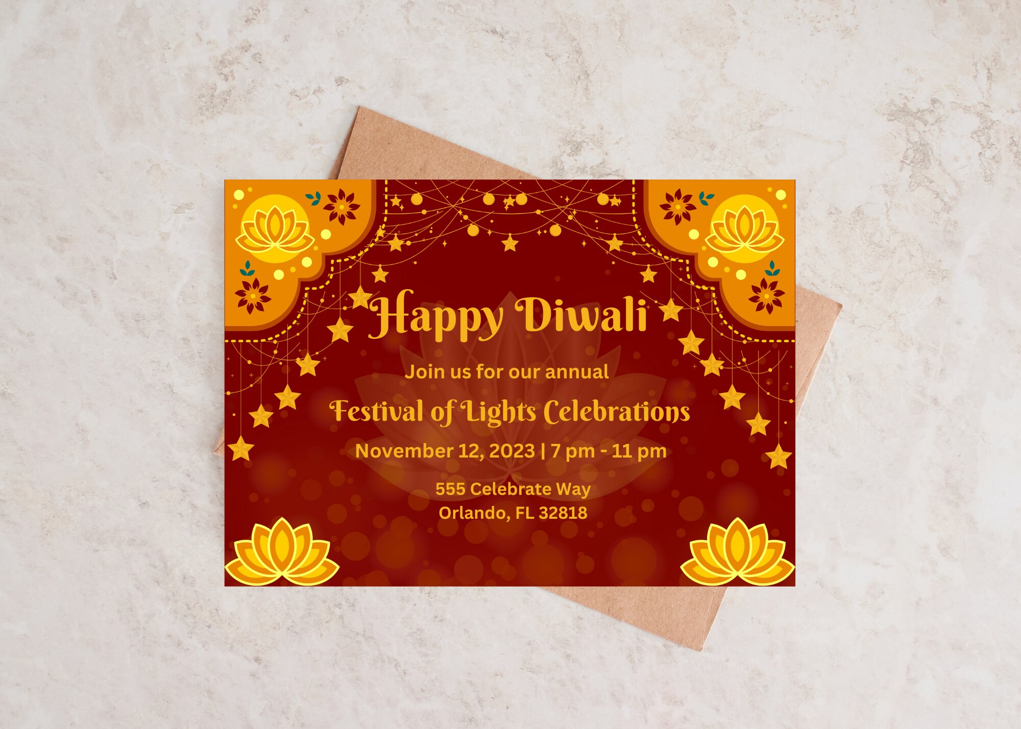 Red and Gold Diwali Invitation, Festival of Lights Celebration, Diwali ...
