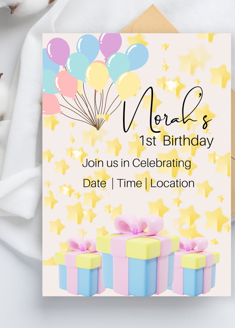 Baby Birthday Party Invitation, Girls Birthday Invitation, Boys ...