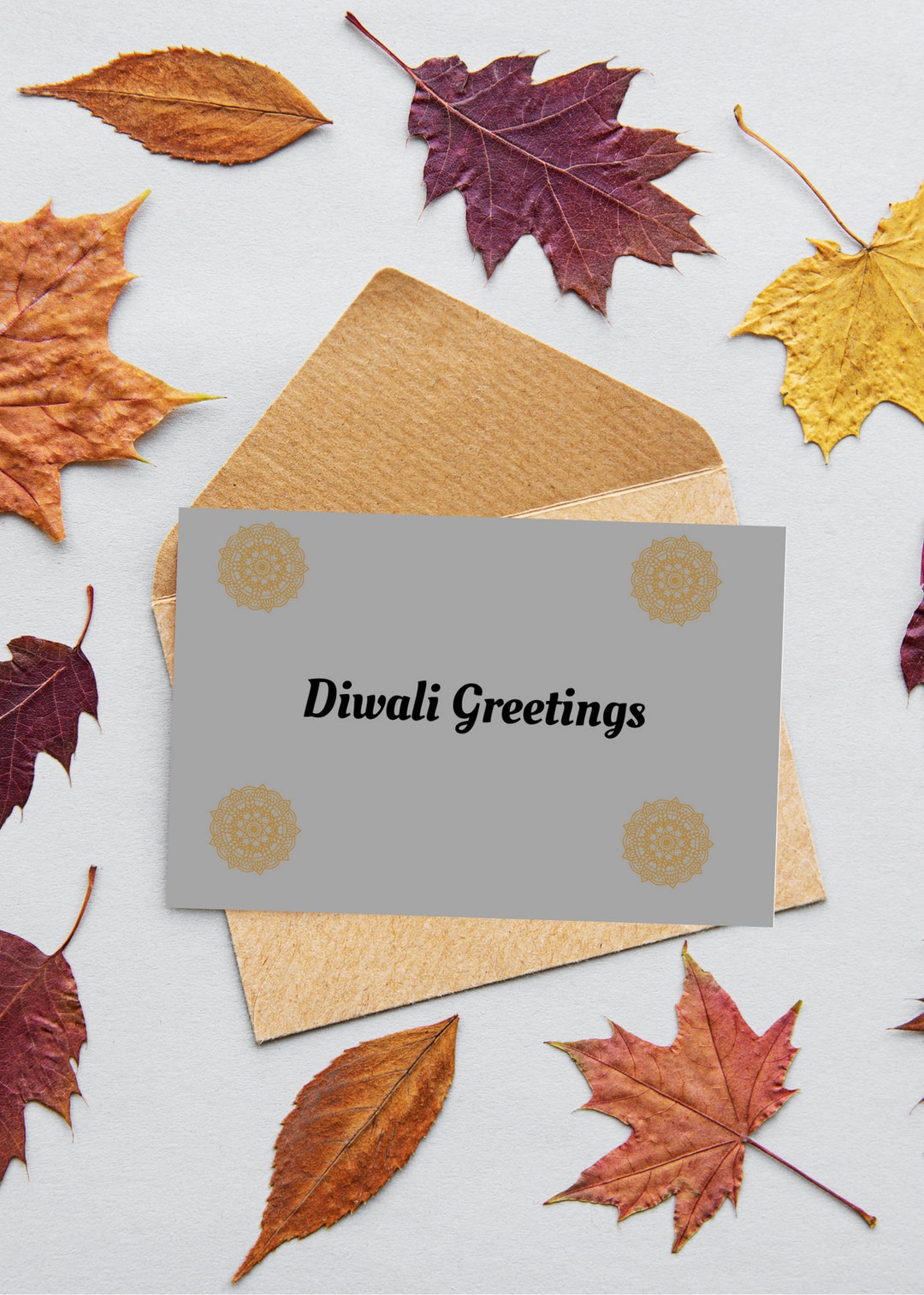 Metallic Diwali Greeting Card, Festival of Lights Celebration, Digital ...