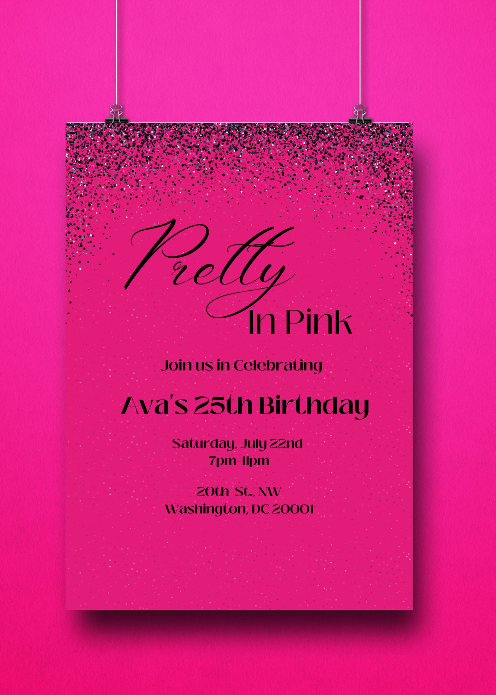 Pretty in Pink Birthday Invitation, Women Birthday Invitation, Pink and ...
