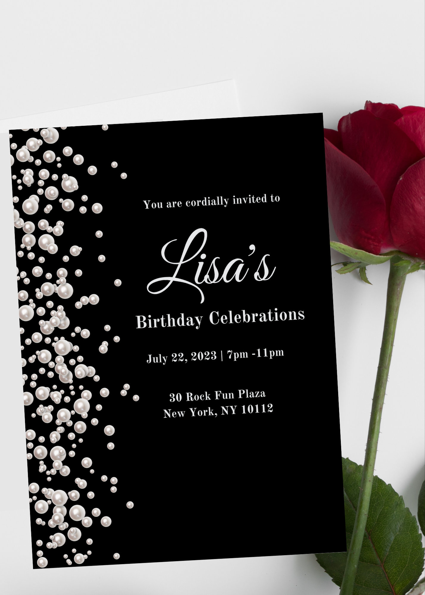Pearl Invitation, Women Birthday Invitation, Digital Download, Editable ...