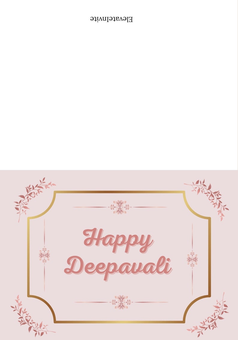 Rose Gold Diwali Card, Festival of Lights Celebration, Digital Download ...