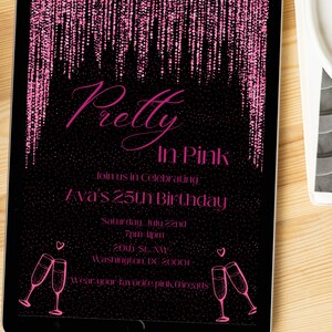 Pretty in Pink Birthday Invitation, Birthday Invitation, Pink and Black ...